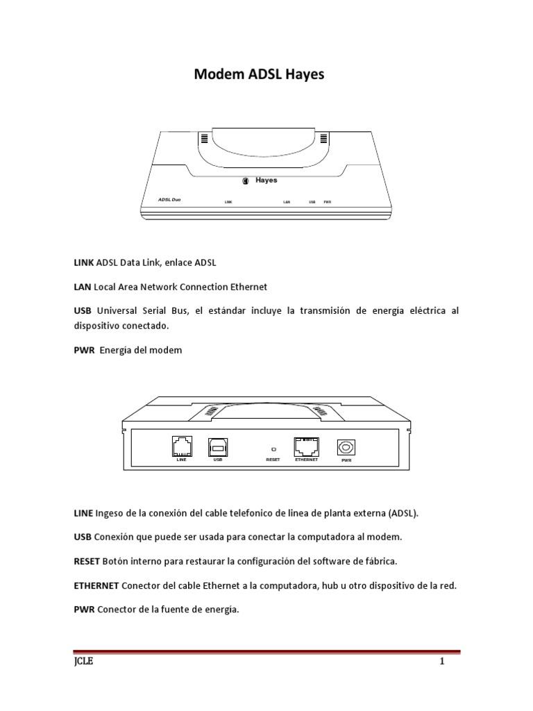 Manual Modem ADSL Hayes | PDF | USB | Módem