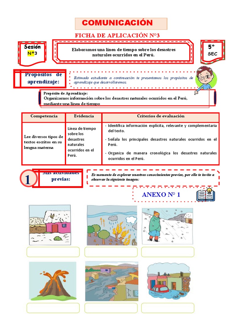 5° Ficha de Aplicación-Sesión3-Sem.2-Exp.3-Comu | PDF | Eventos naturales | Desastres naturales