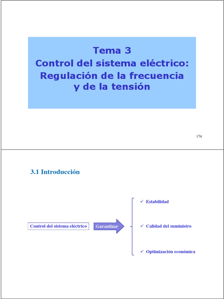 Tema 3 Control y Operacion Del Sistema | PDF | Energia electrica | Generador eléctrico