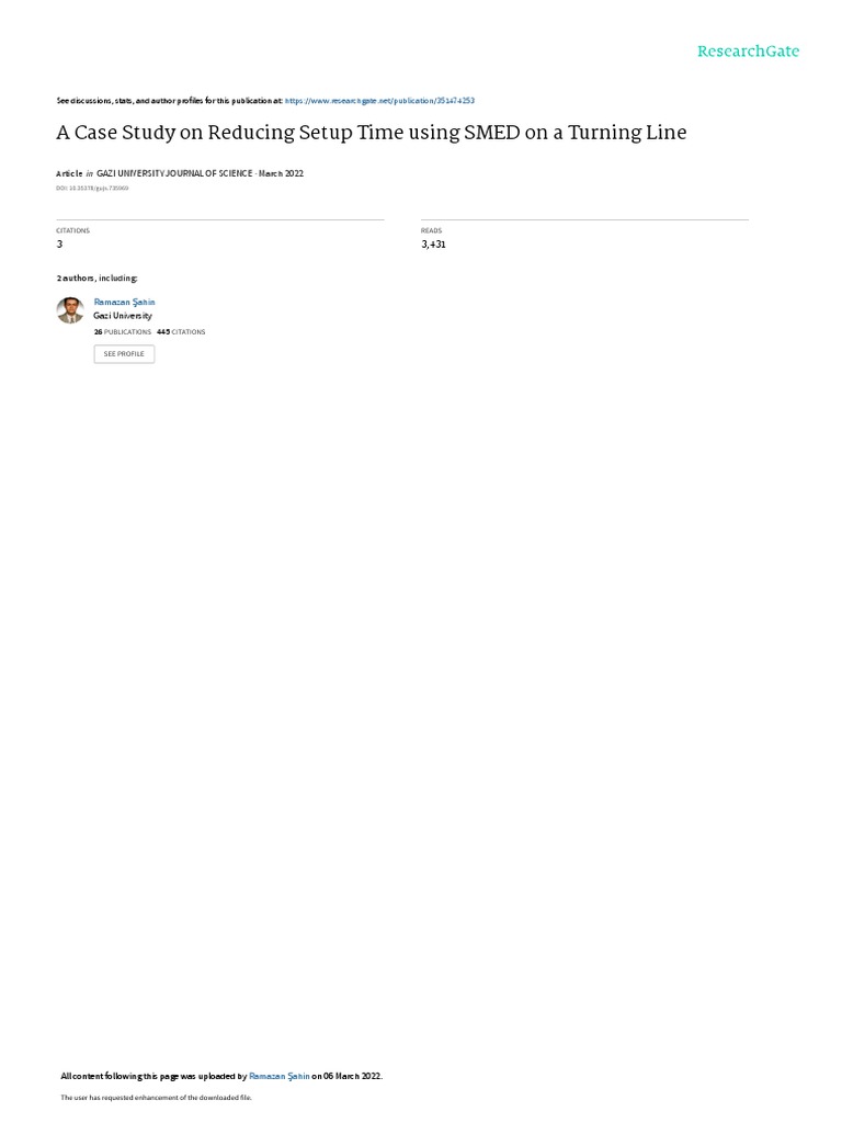 A Case Study On Reducing Setup Time Using Smed On A Turning Line | PDF | Lean Manufacturing ...