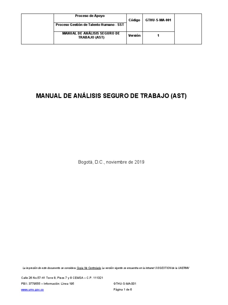 Manual Analisis Seguro Trabajo Ast | Descargar gratis PDF | Riesgo