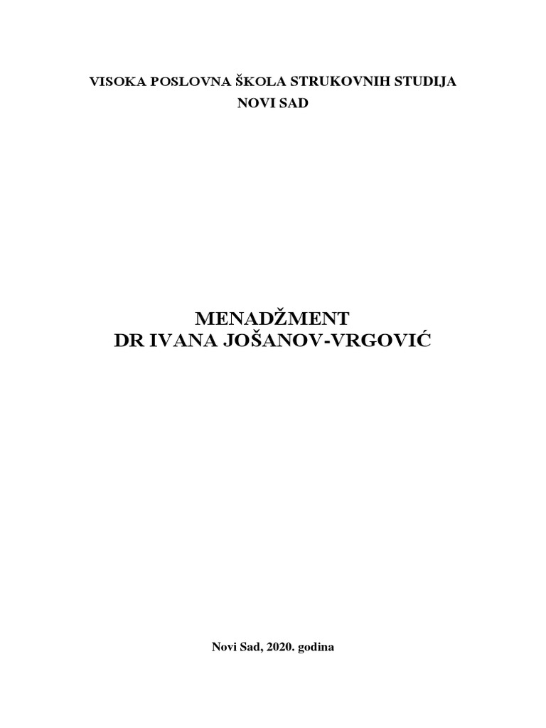 Menadžment, Ivana Jošanov-Vrgović | PDF