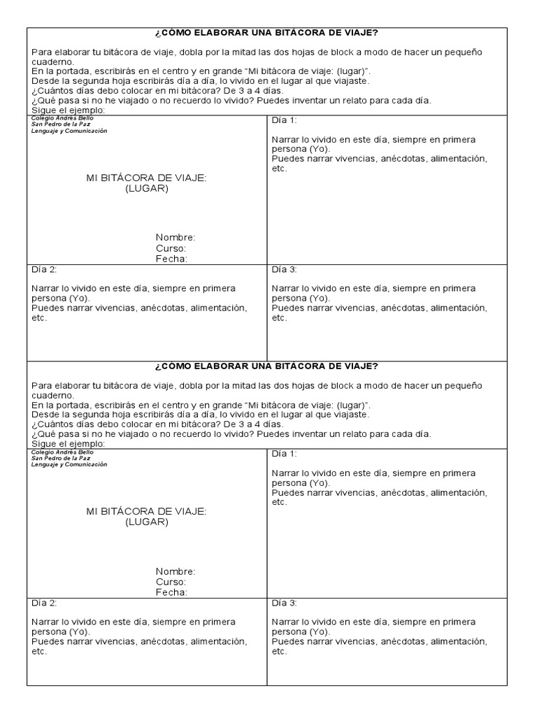 CÓMO ELABORAR UNA BITÁCORA DE VIAJE | PDF