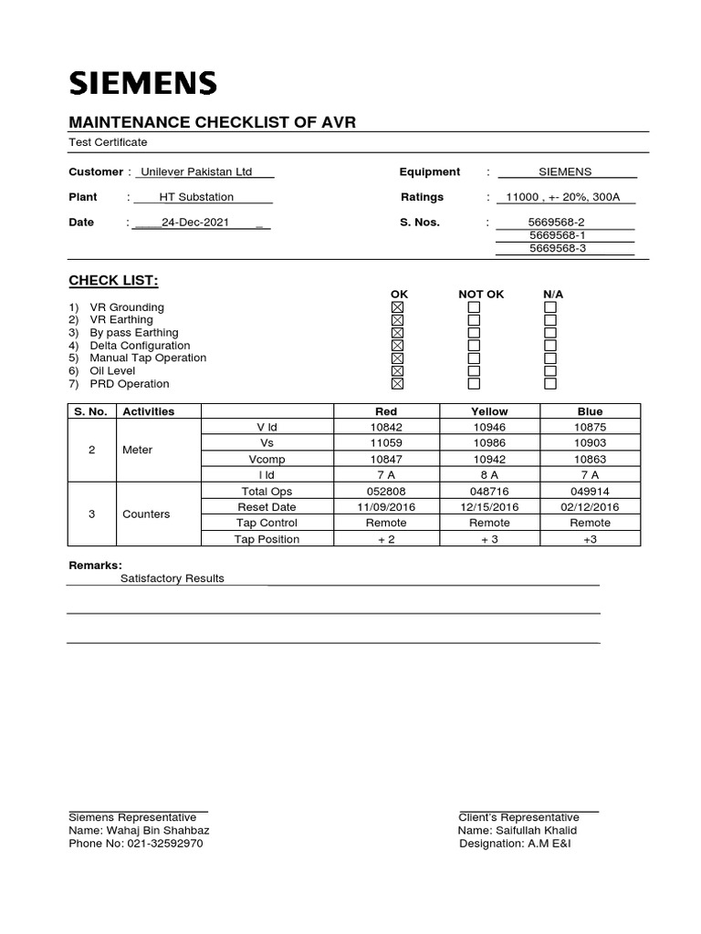 AVR Maintenance Report | Download Free PDF | Electrical Components ...