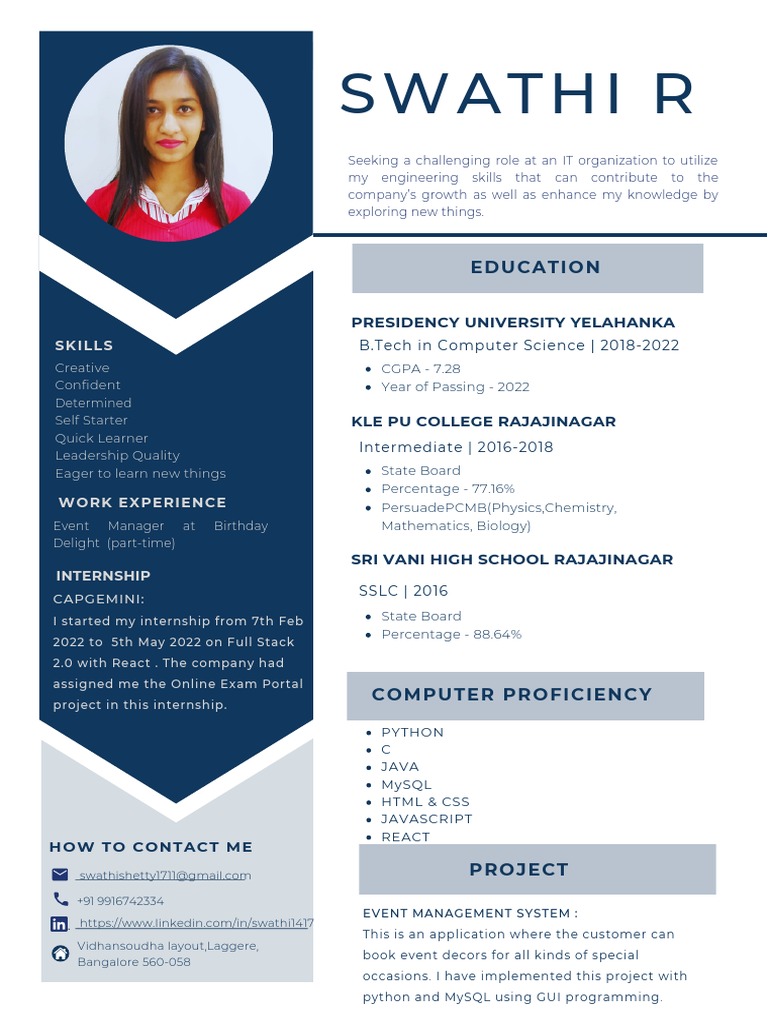 Swathi R Resume Updated PDF | PDF | Computing | Cognition
