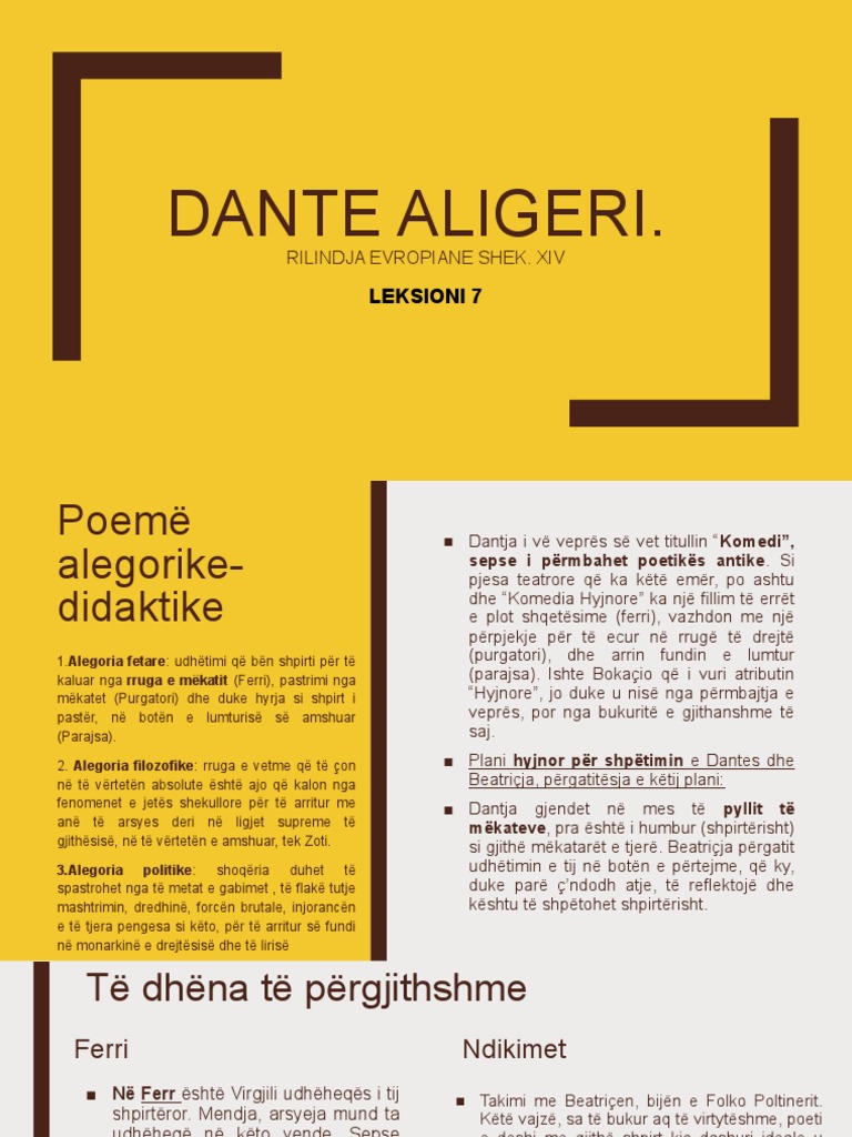 Leksion 7. Dante Aligeri | PDF
