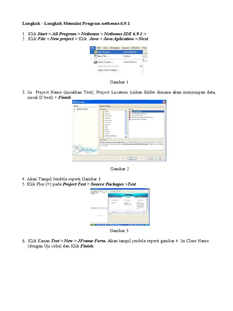Langkah - Langkah Memulai Program Netbeans 6.9.1 | PDF