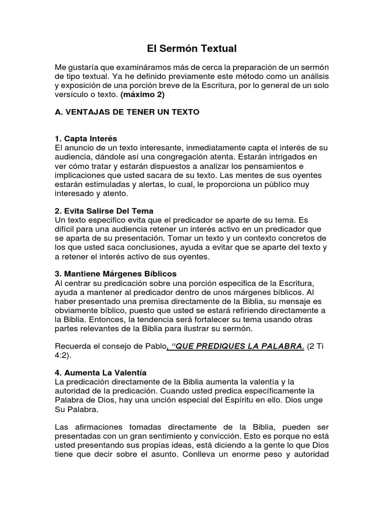 El Sermón Textual Estudio Completo | PDF | Biblia | Amor