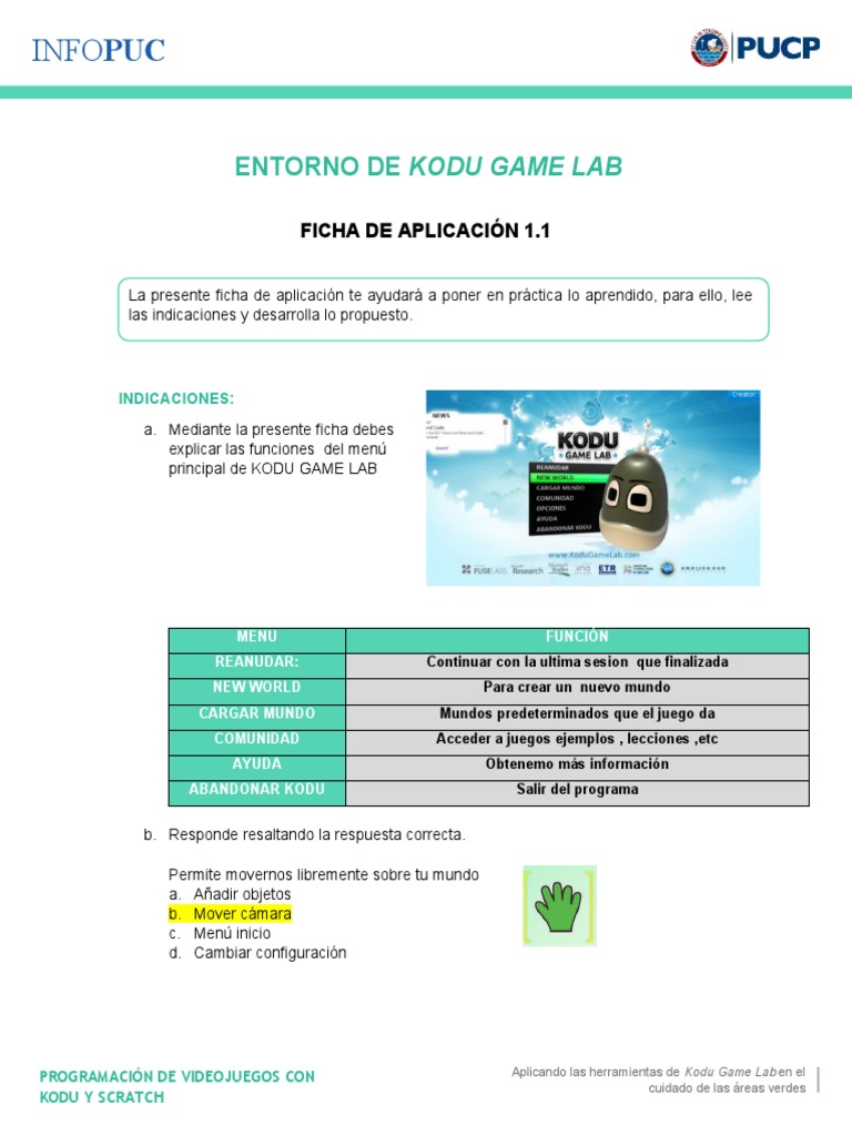 Herramientas Kodu para Videojuegos | PDF | Scratch (lenguaje de ...