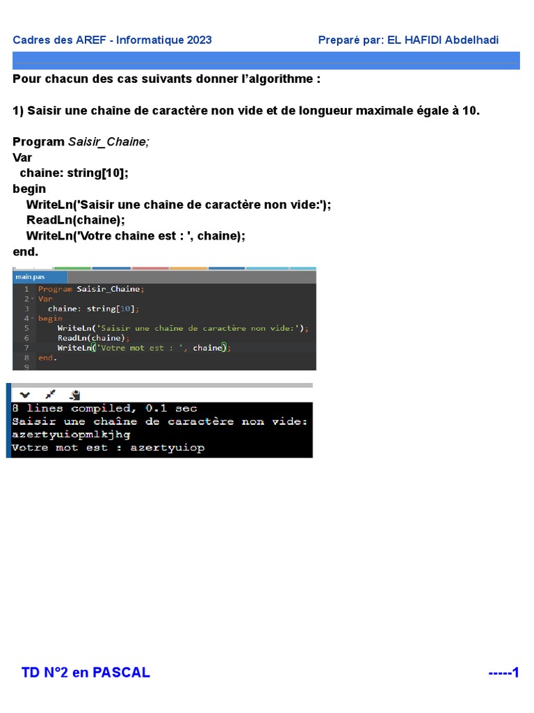 Algorithmes PASCAL pour chaînes de caractères | PDF | Science | Logiciel