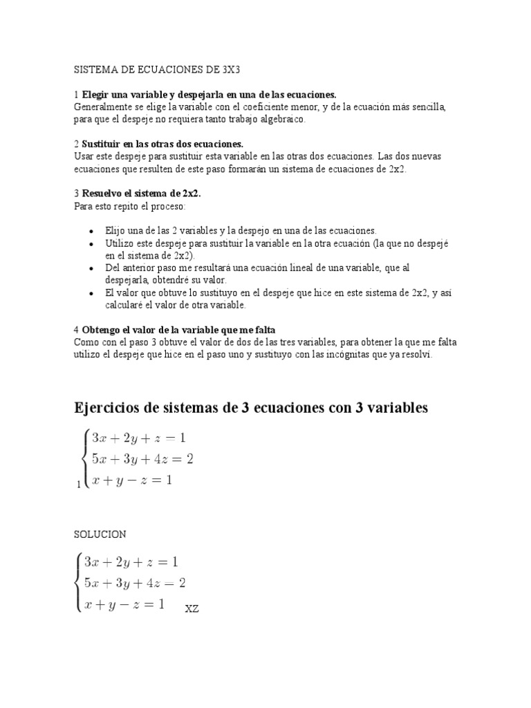 Sistema de Ecuaciones de 3x3 | PDF | Sistema de ecuaciones lineales | Ecuaciones