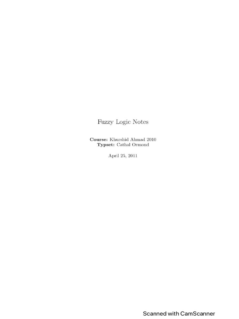 Fuzzy Logic Notes | PDF