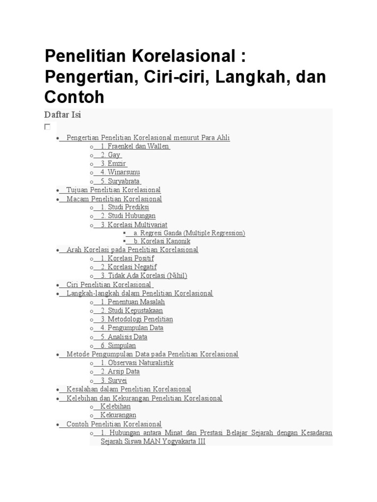 Penelitian Korelasional: Definisi dan Contoh | PDF