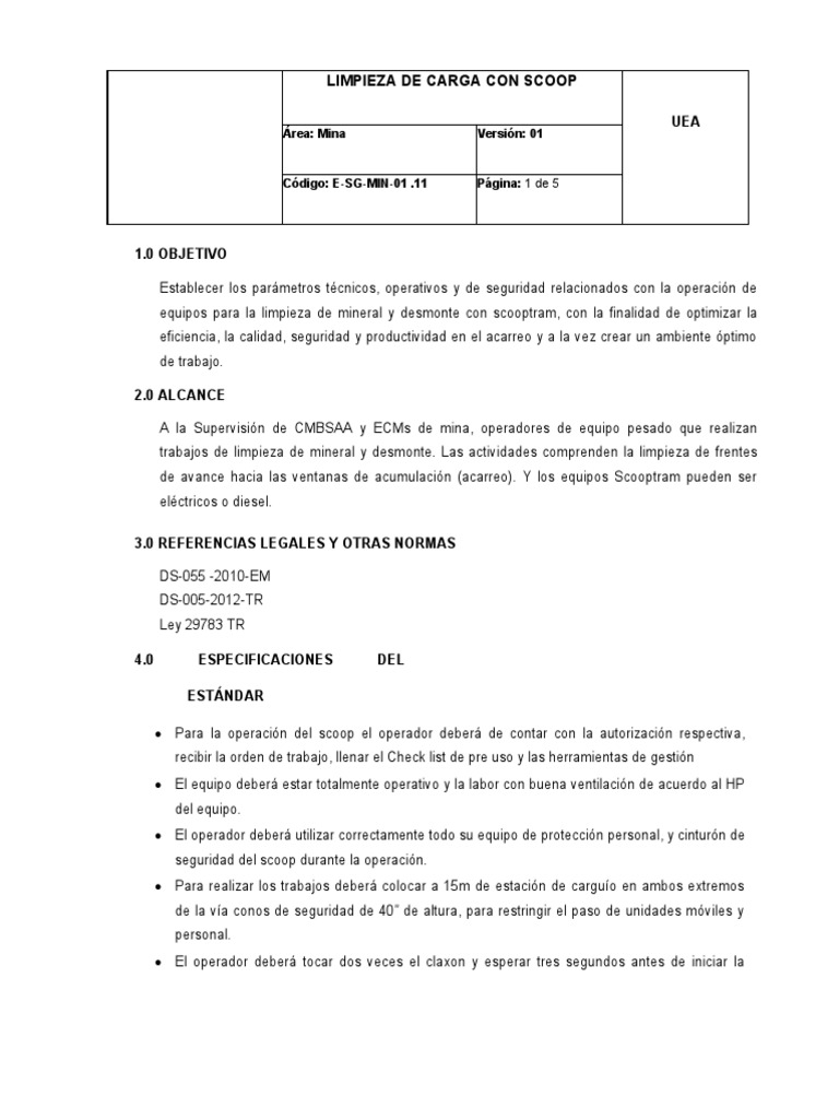 E-Sg-Min-01.11 Limpieza de Carga Con Scoop | PDF | Tecnología de ...