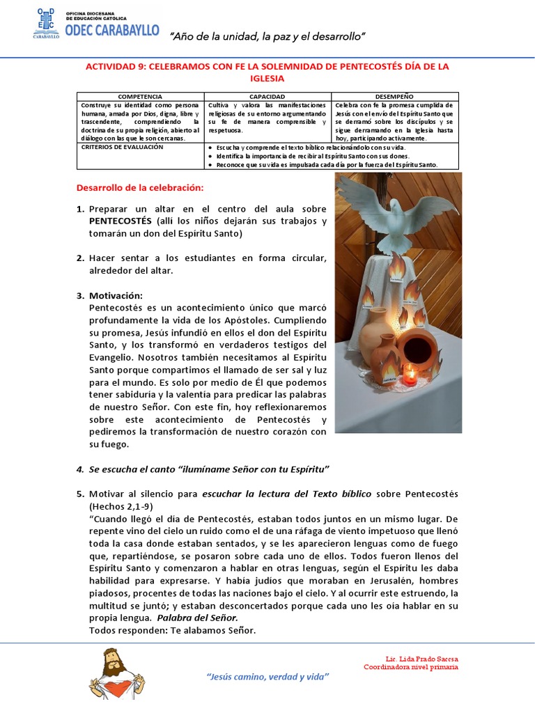 9 CELEBRAMOS CON FE PENTECOSTÉS SEXTO GRADO PRIMARIA | PDF