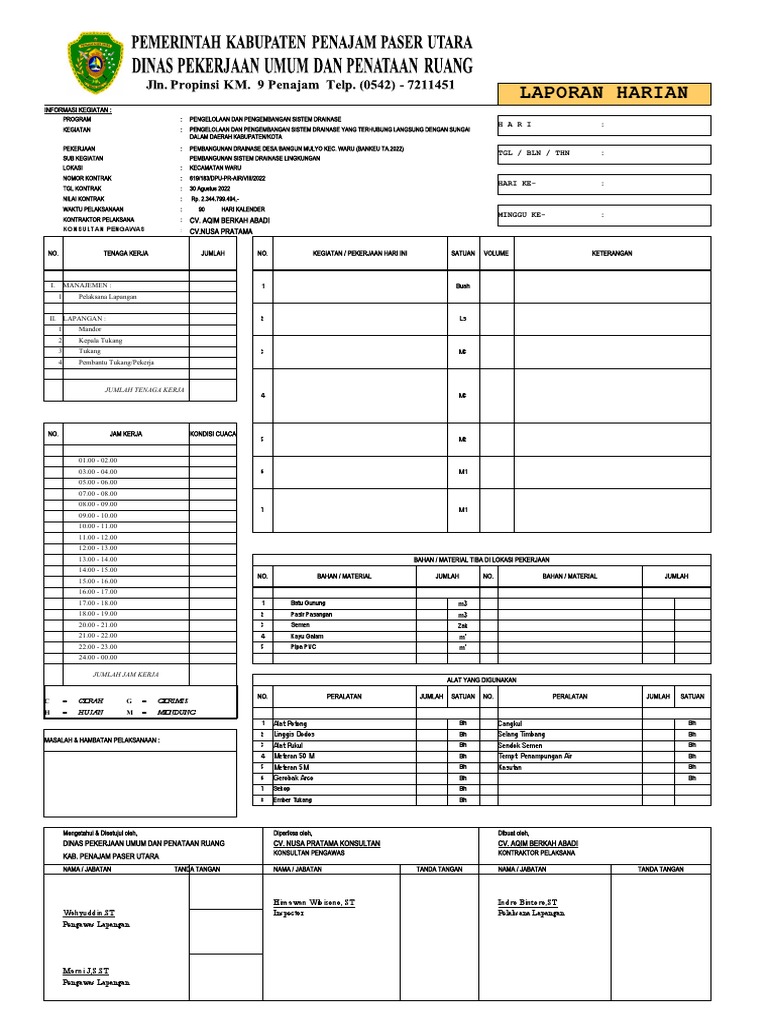 Format Laporan Harian | PDF