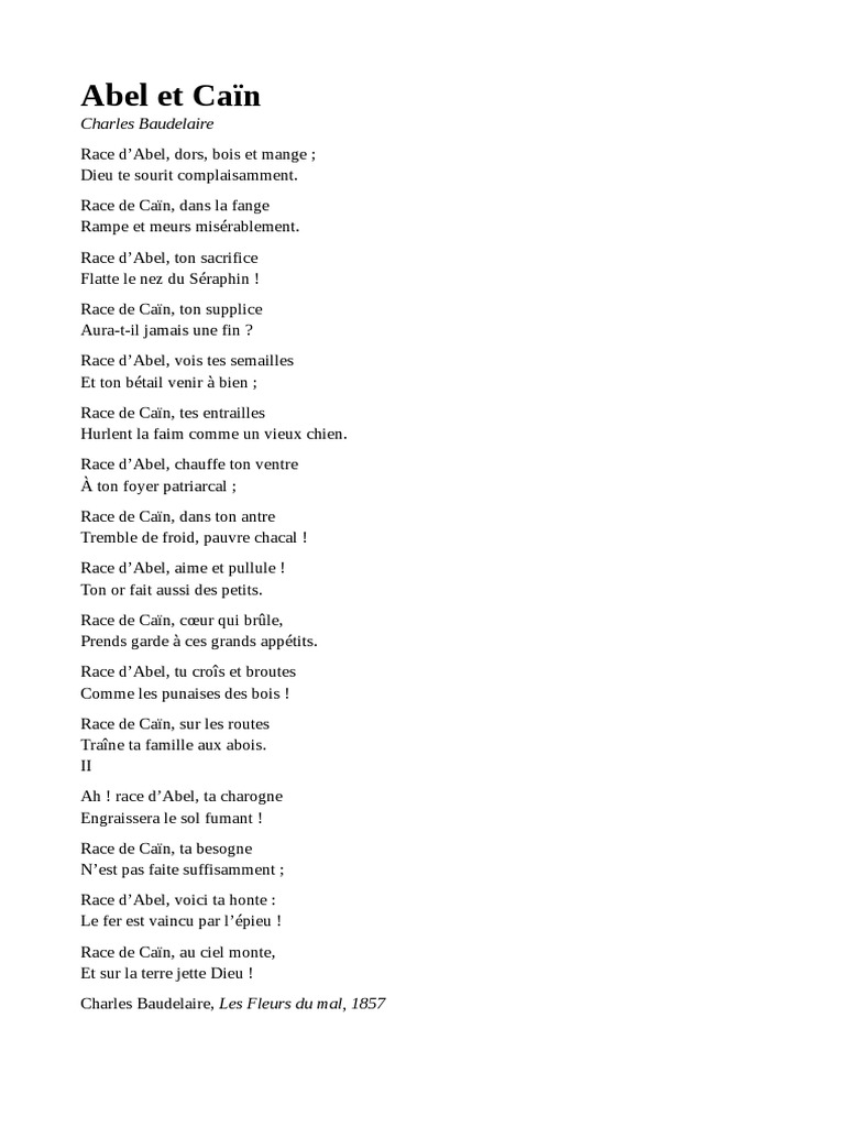 Abel Et Caïn-Baudelaire | PDF
