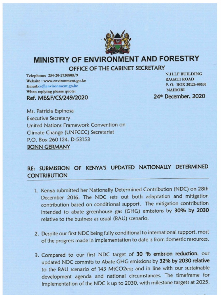 Kenya's First NDC (Updated Version) | PDF