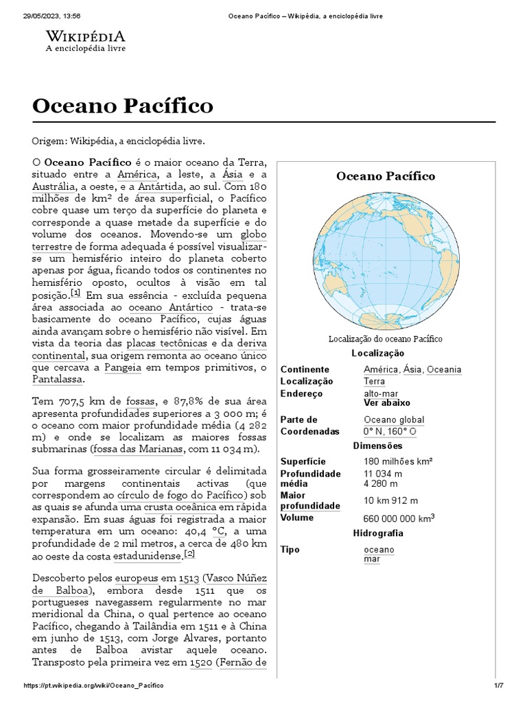 Oceano Pacífico | PDF | Oceano Pacífico | Geociências