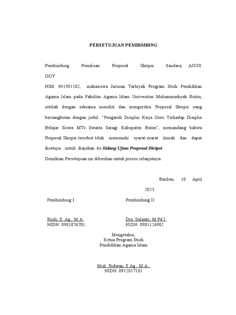 Persetujuan Pembimbing | PDF