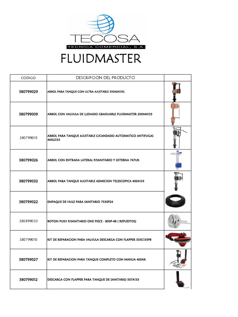 Catálogo Fluidmaster Tecosa-7 | PDF