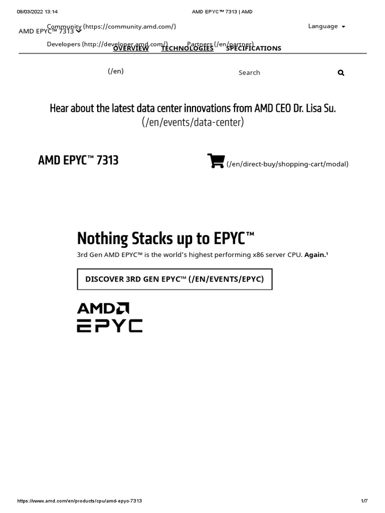 Amd Epyc 7313 - Amd | PDF | Computer Engineering | Integrated Circuit