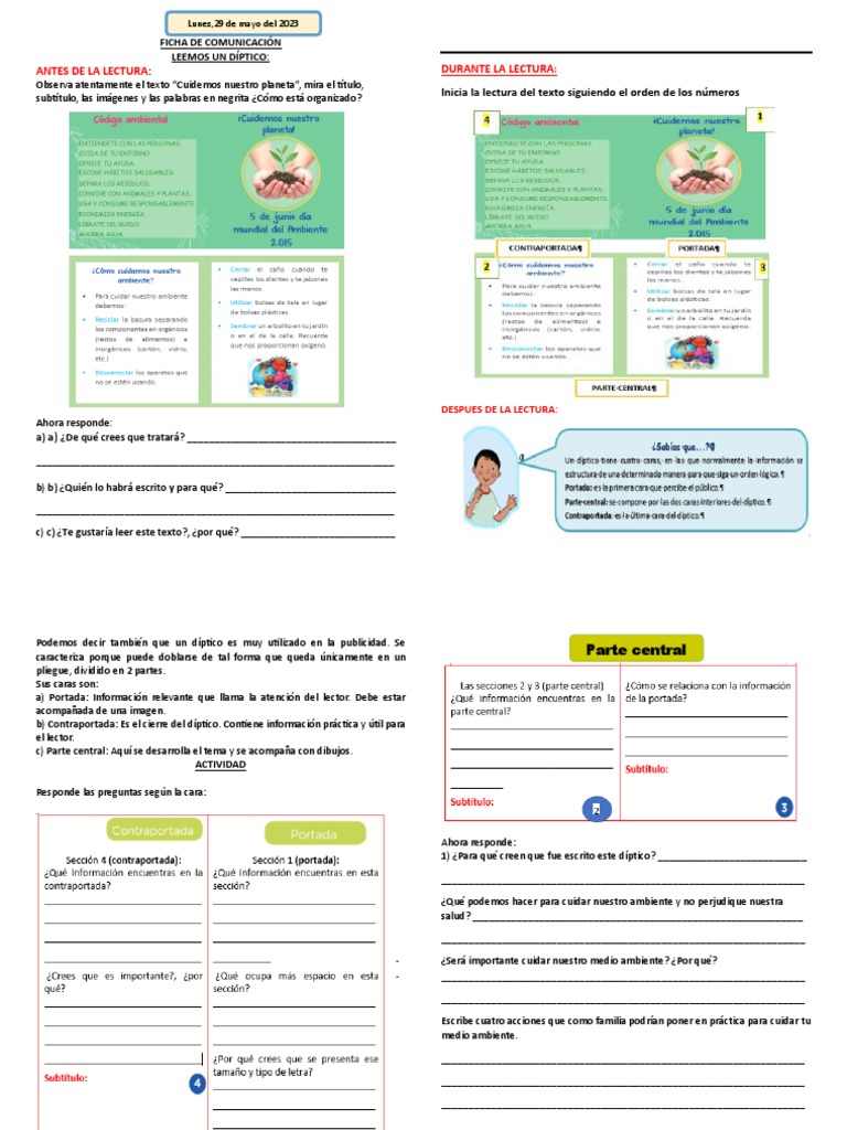FICHA DE LEEMOS UN DIPTICO | PDF