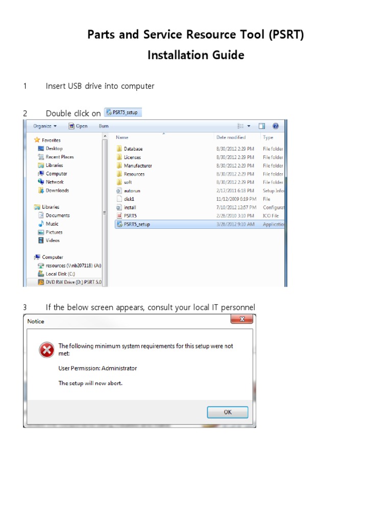 PSRT Installation and Login Guide | PDF | Installation (Computer ...