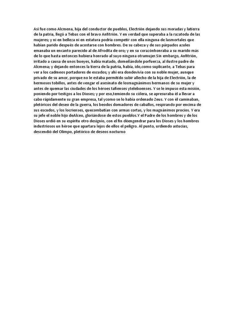 Alcmena y Anfitrión: Mitos de Tebas | PDF