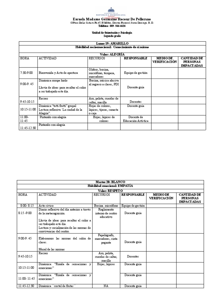 Actividades Socioemocionales en Escuela | PDF