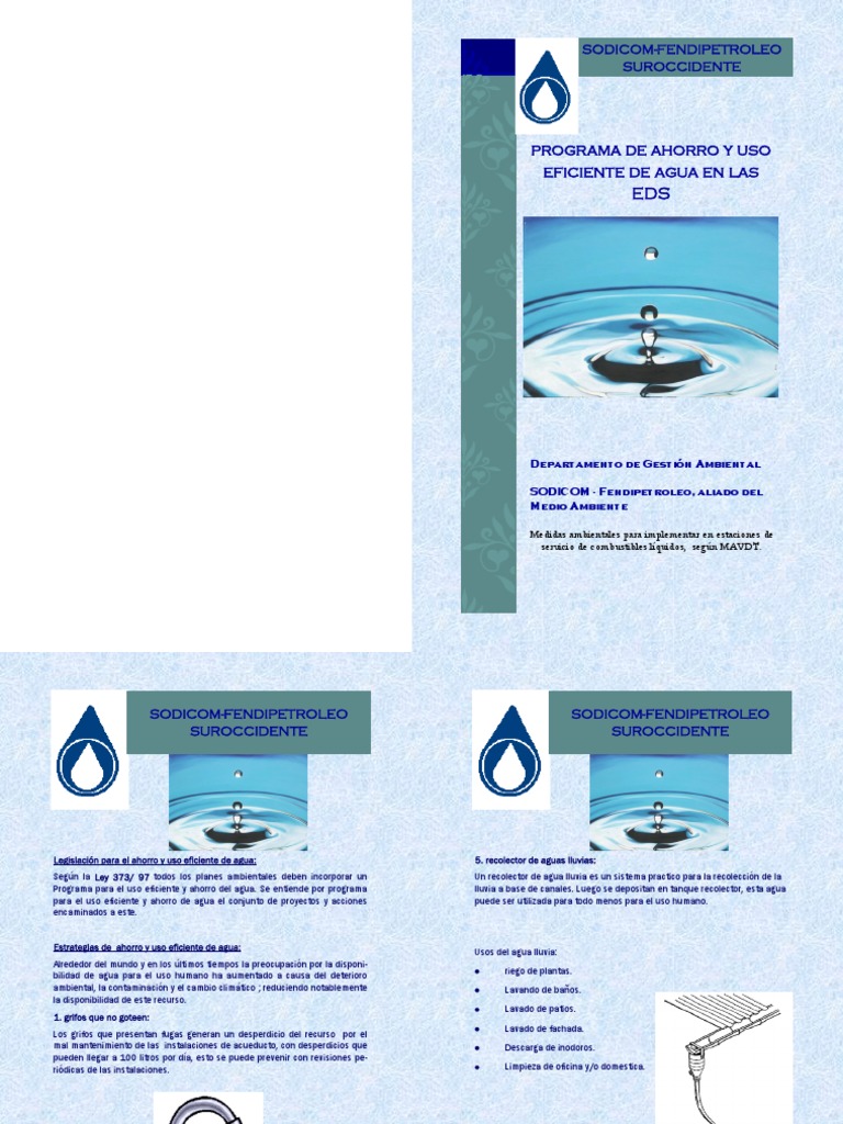 Programa de Ahorro y Uso Eficiente de Agua en Las EDS: Sodicom-Fendipetroleo Suroccidente | PDF ...