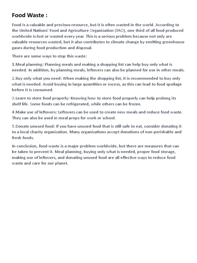 Food Waste | PDF