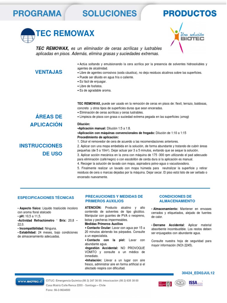 Tec - Remowax Hoja de Seguridad | PDF | Química | Materiales