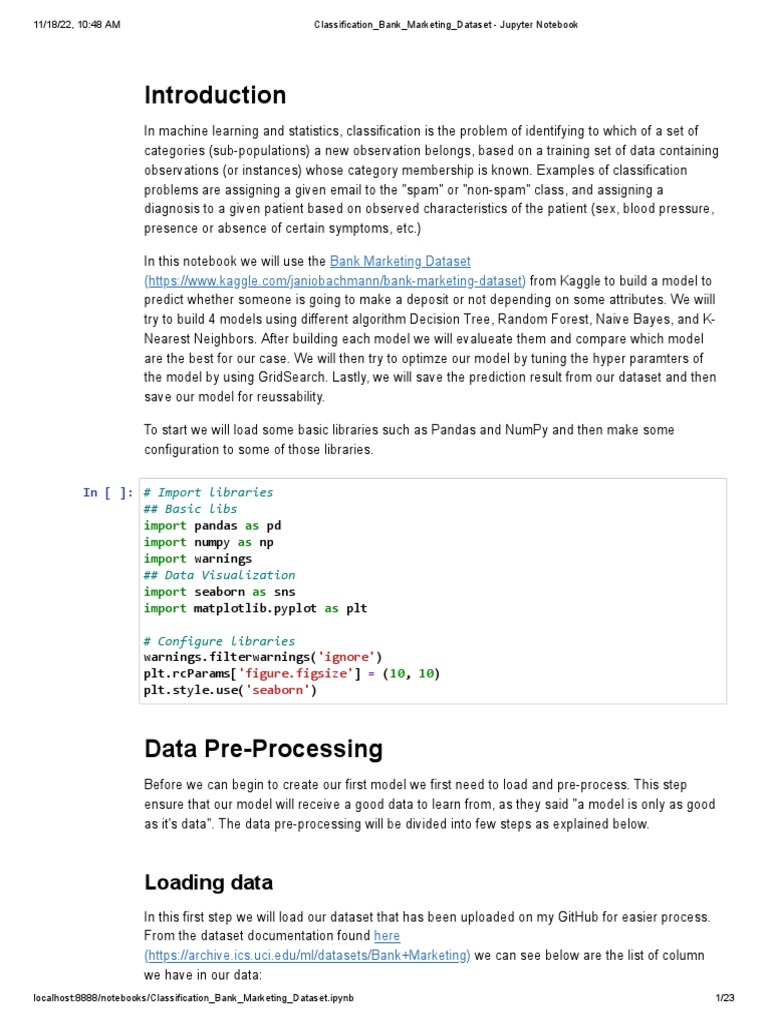 Classification Bank Marketing Dataset Jupyter Notebook Pdf 8426