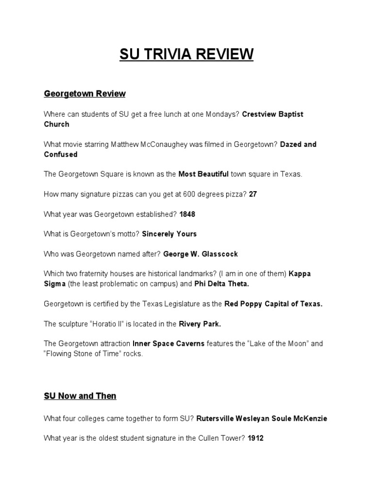 Su Trivia Review | PDF