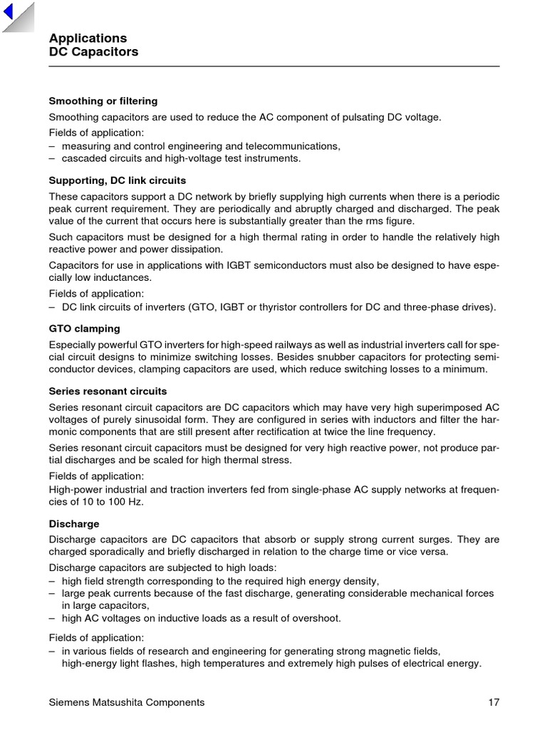 Applications Capacitores Epcos | PDF | Capacitor | Rectifier