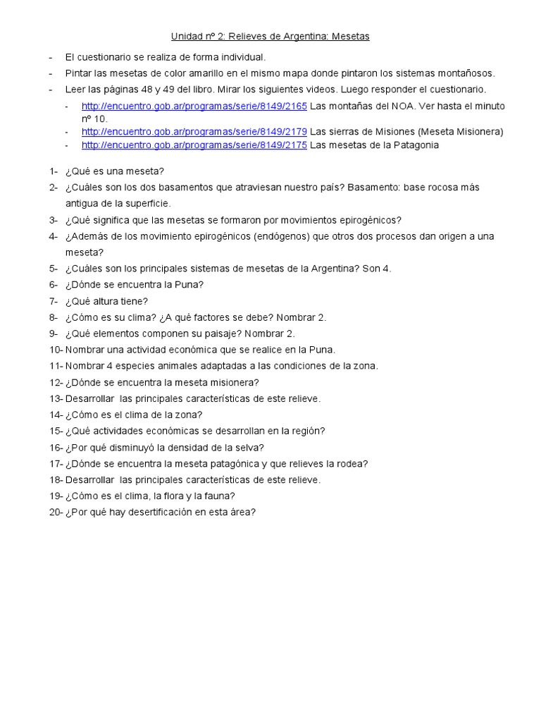 Mesetas de Argentina: Características y Economía | PDF | Ciencia y matemáticas