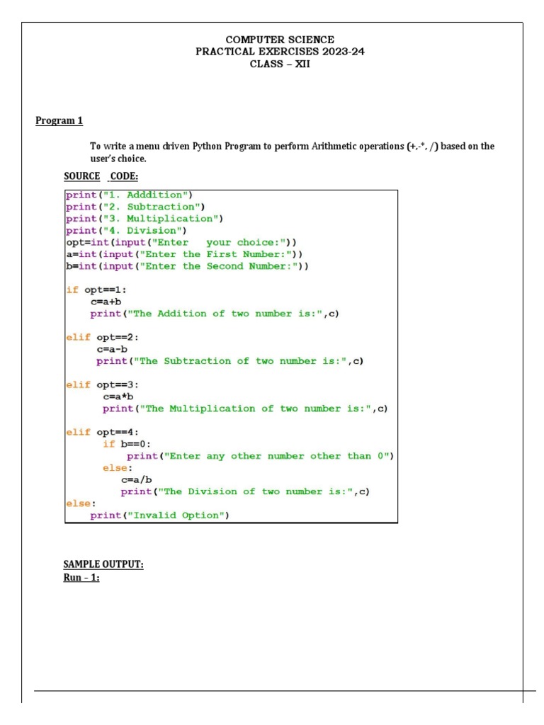 XII - CS - Practical Record | PDF | Databases | Data XII - CS - Practical Record | PDF | Databases | Data