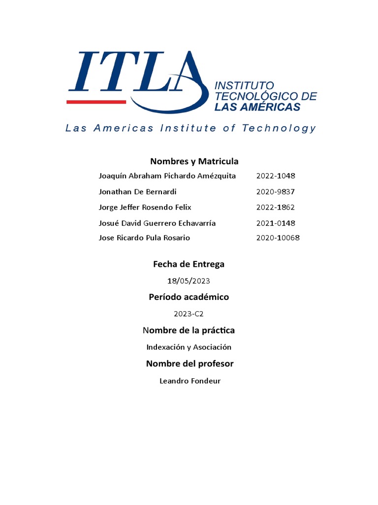 BDDA - Asignacion 2 - Indexación y Asociación | PDF | Bases de datos ...