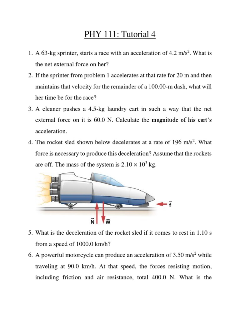 PHY 111 Tutorial 4 | PDF