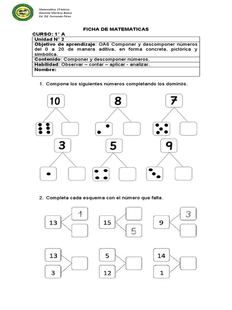 Ficha Componer y Descomponer 1º | PDF