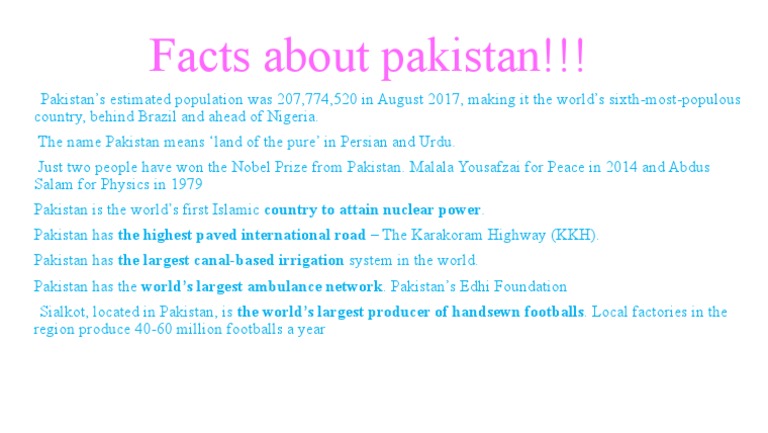 Facts About Pakistan!!! | PDF Facts About Pakistan!!! | PDF
