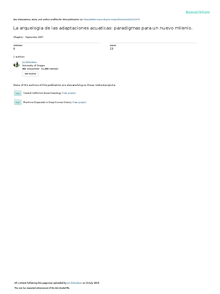 Erlandson, J. 2007-2001 La Arqueología de Las Adaptaciones Acuáticas Paradigmas para Un Nuevo ...
