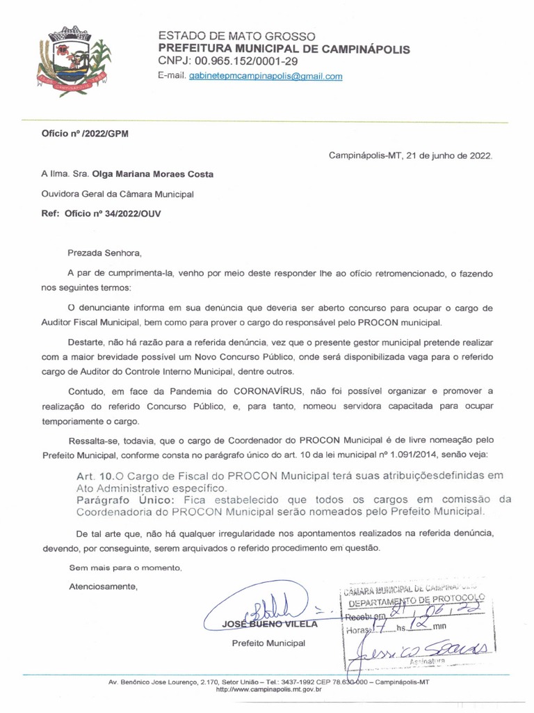 Resposta Do Oficio 34 Ouvidoria - 000006 | PDF