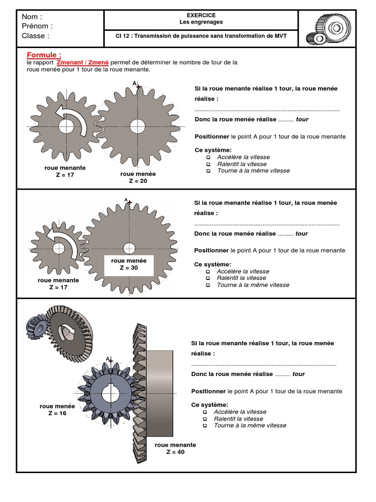 Controle Transmission de Mouvement | Download Free PDF | Engrenage | Mécanique newtonienne