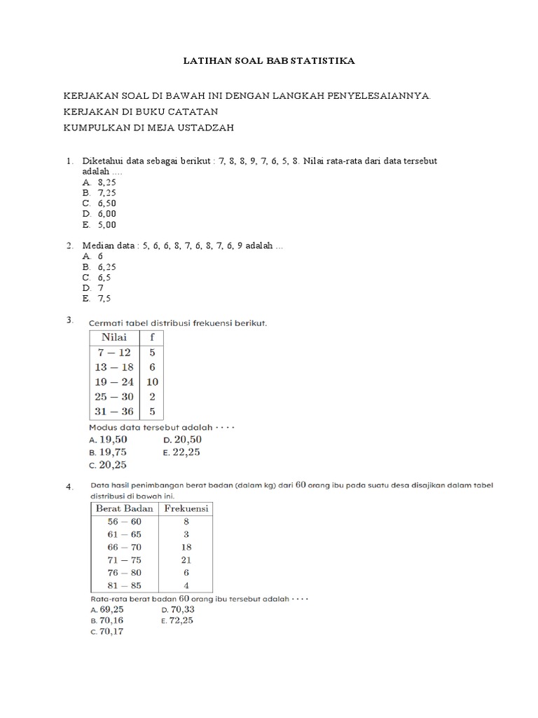 Latihan Soal Bab Statistika | PDF