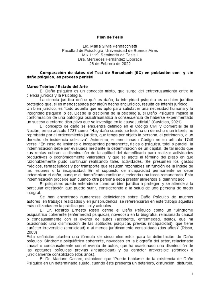 PENNACCHIETTI - MARIA Plan de Tesis | Descargar gratis PDF | Trastorno ...