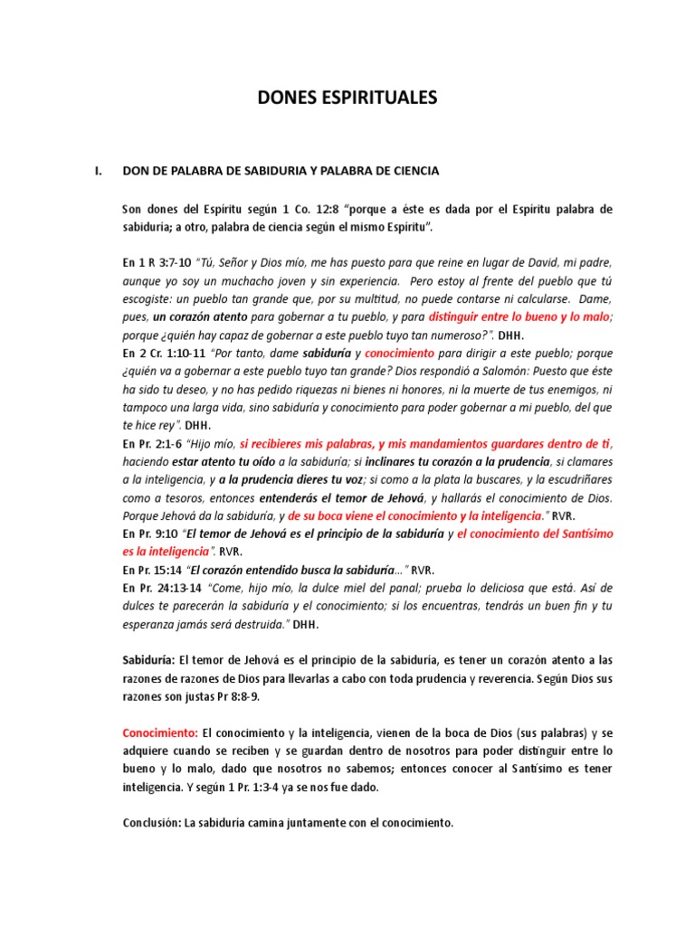 Dones Espirituales | PDF | Sabiduría | Jesús