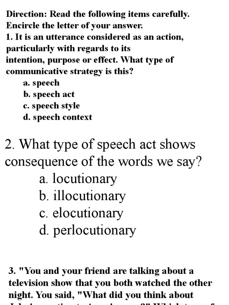 Speech Acts - Activity1 | PDF | Human Communication | Linguistics