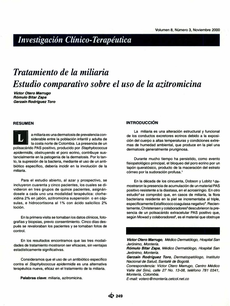 Admin,+art.+4tratamiento Miliaria | PDF | Medicina | Medicina CLINICA